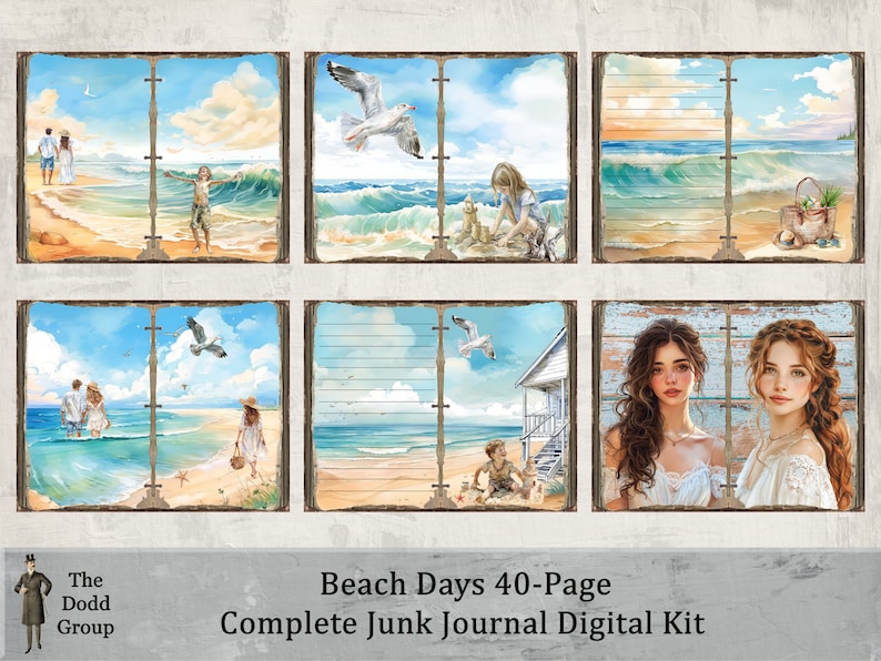 Beach Days Digital Junk Journal Kit 40-page Complete Kit Coastal Themed ...