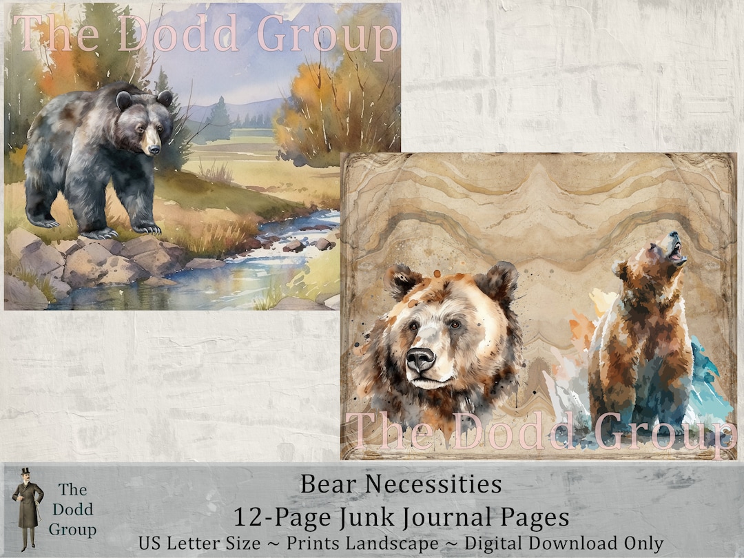 Bear Necessities Junk Journal Kit Printable Background Pages Paper ...