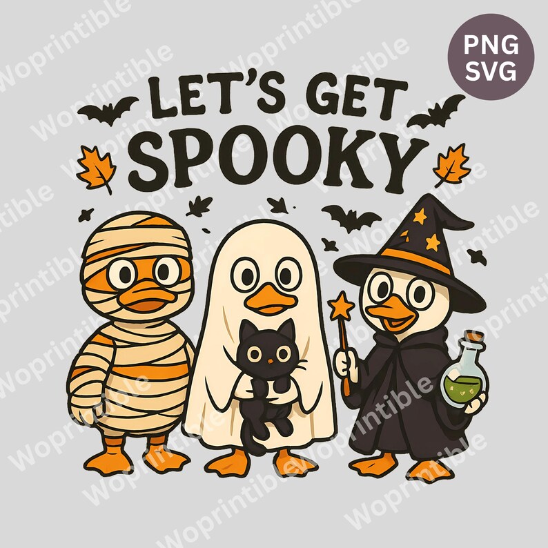 Spooky Halloween Duck PNG: Witch, Ghost, Mummy (digital Download ...