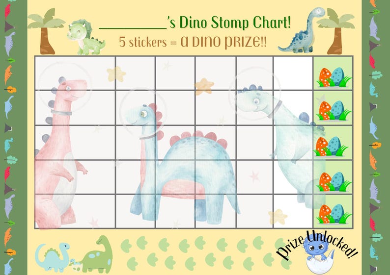 Dinosaur Reward Chart - Printable Chart for Kids - Chores, Potty ...