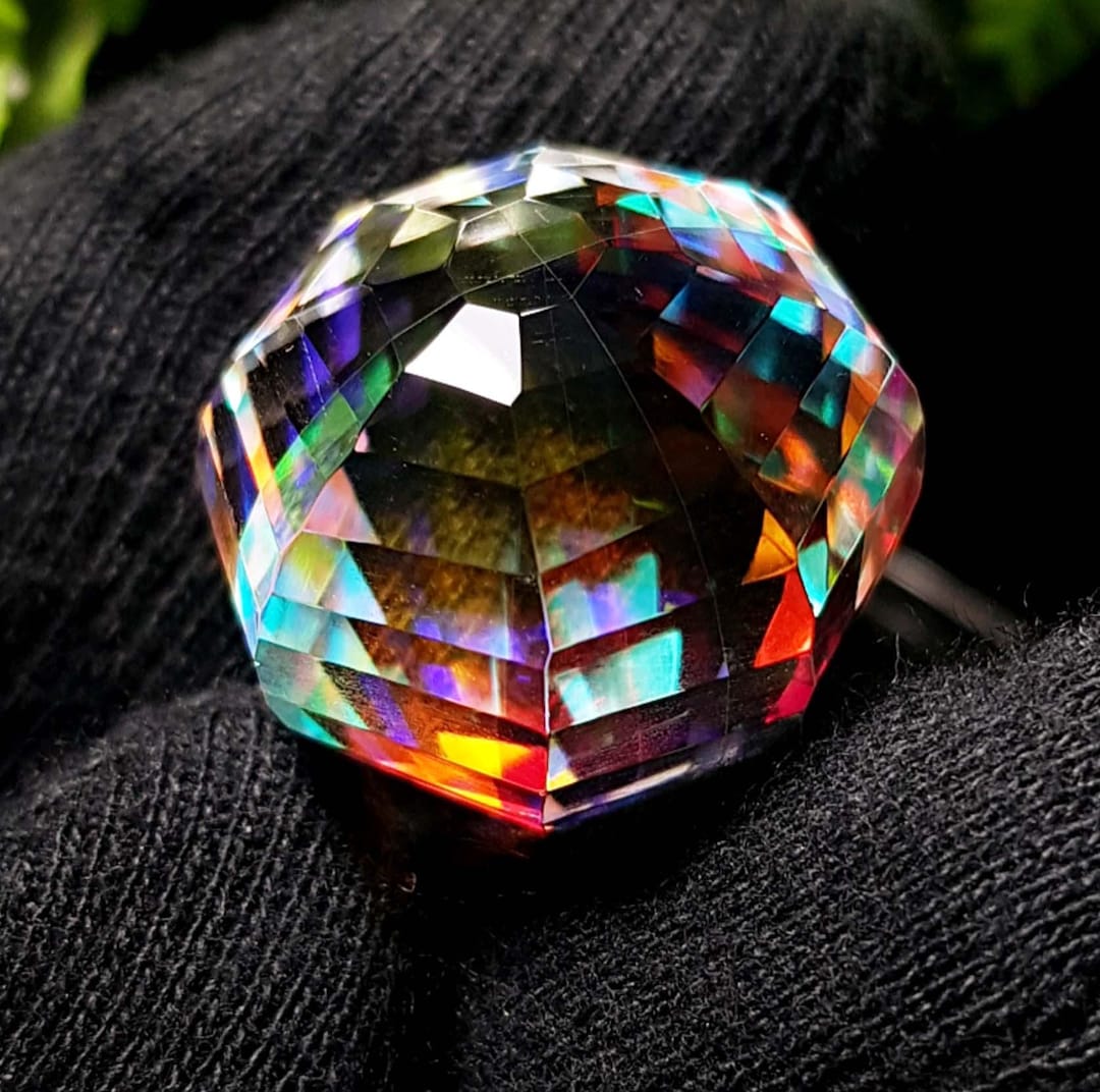 Rainbow Fire Mystic Topaz Gemstone: 61ct Faceted Cut, 20x20x21mm - Etsy