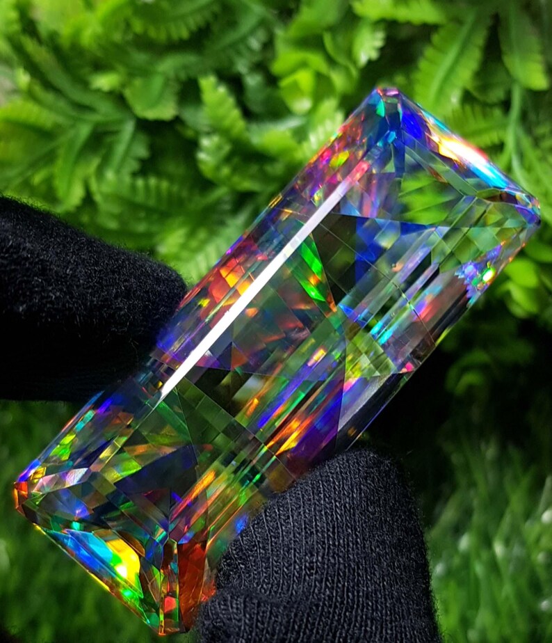 249 Ct Mystic Topaz Gemstone: Pencil Cut Rainbow Fire Stone - Etsy