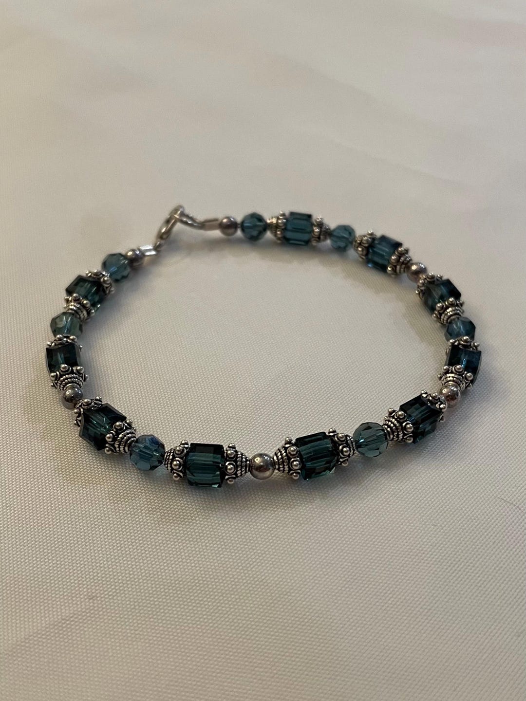 Deep Blue Silver Bracelet - Etsy