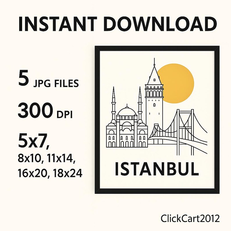 Istanbul Line Art Wall Art Printable | Minimal Turkish Architecture ...