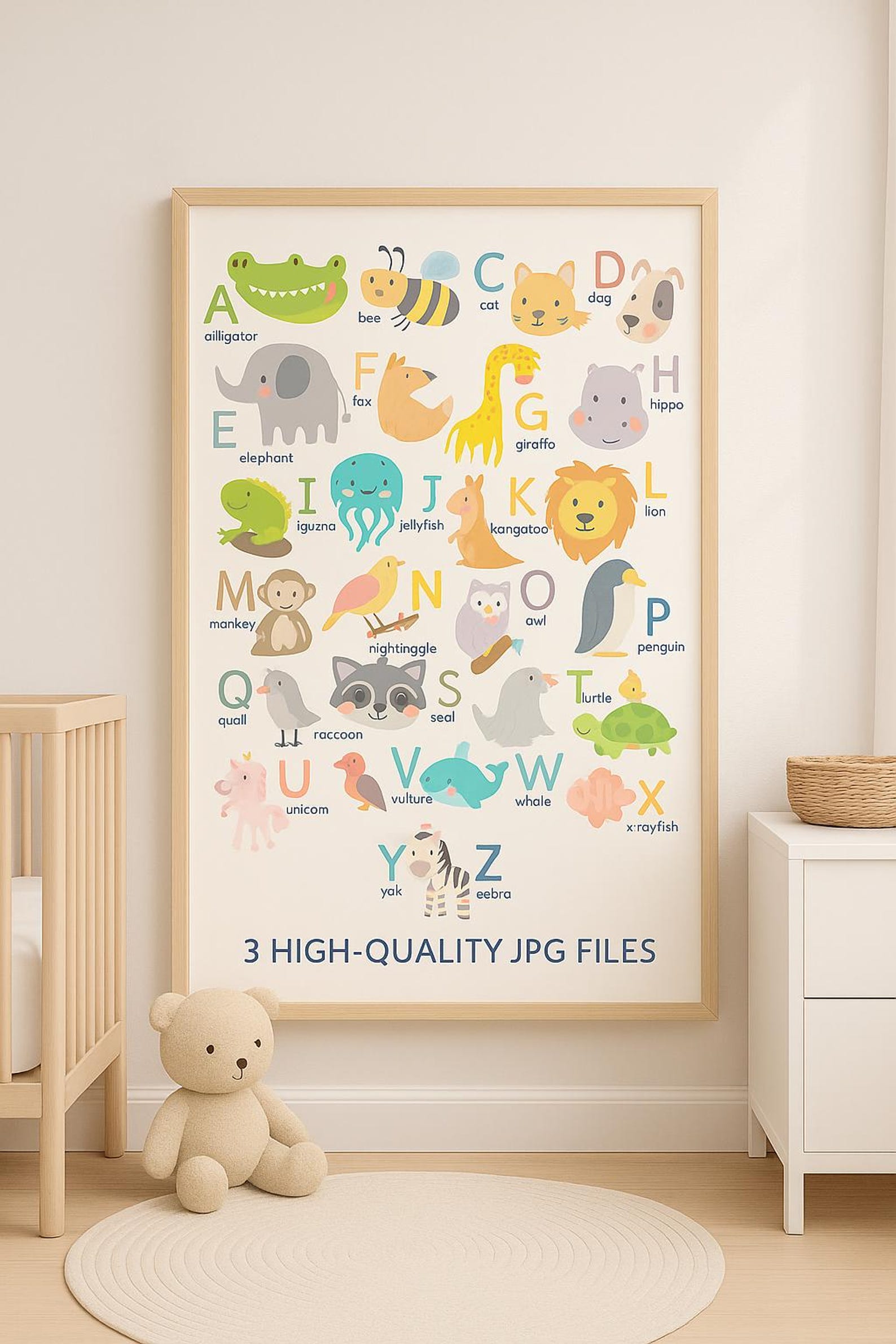 ABC Animal Alphabet Printable | A to Z Animal Chart for Kids | Nursery ...