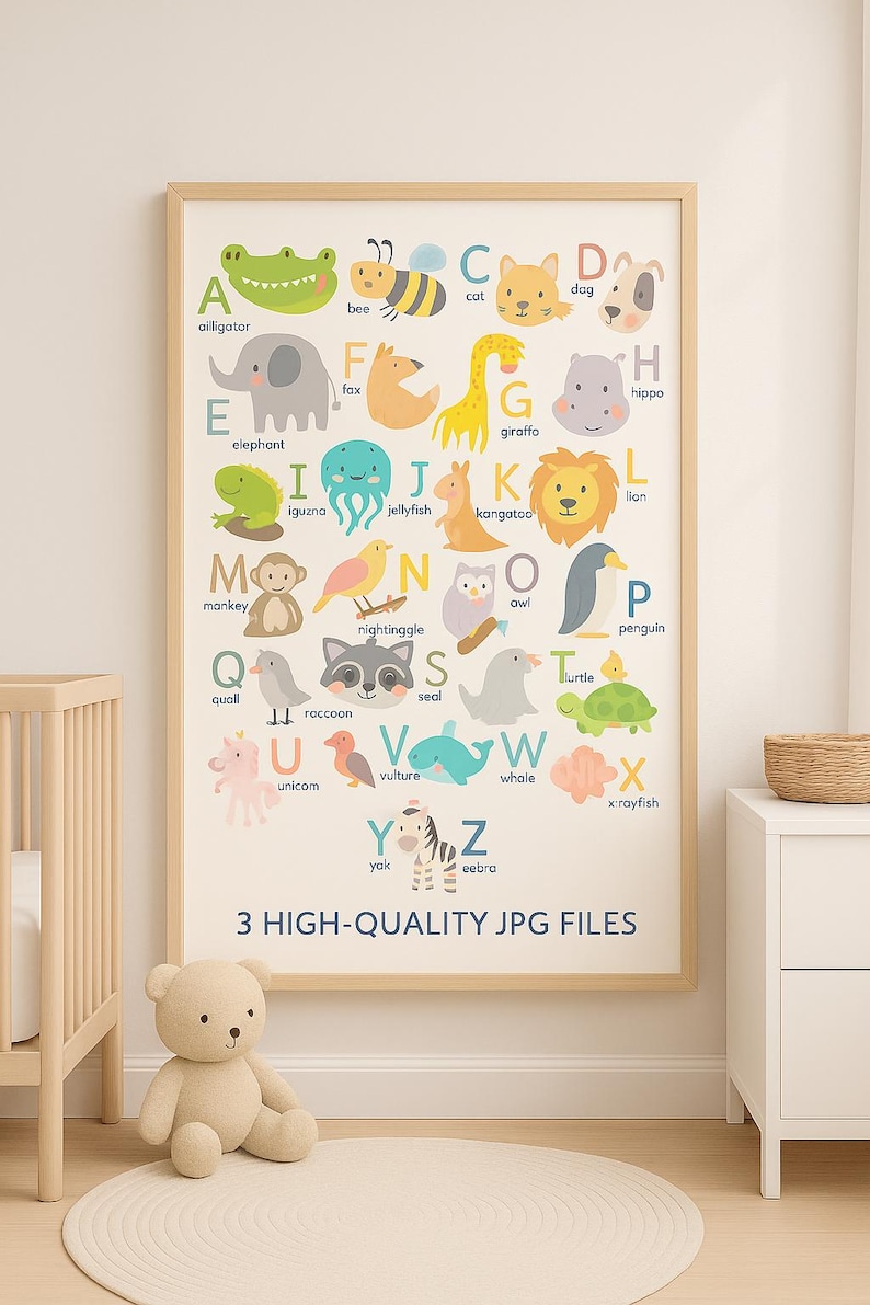ABC Animal Alphabet Printable | A to Z Animal Chart for Kids | Nursery ...