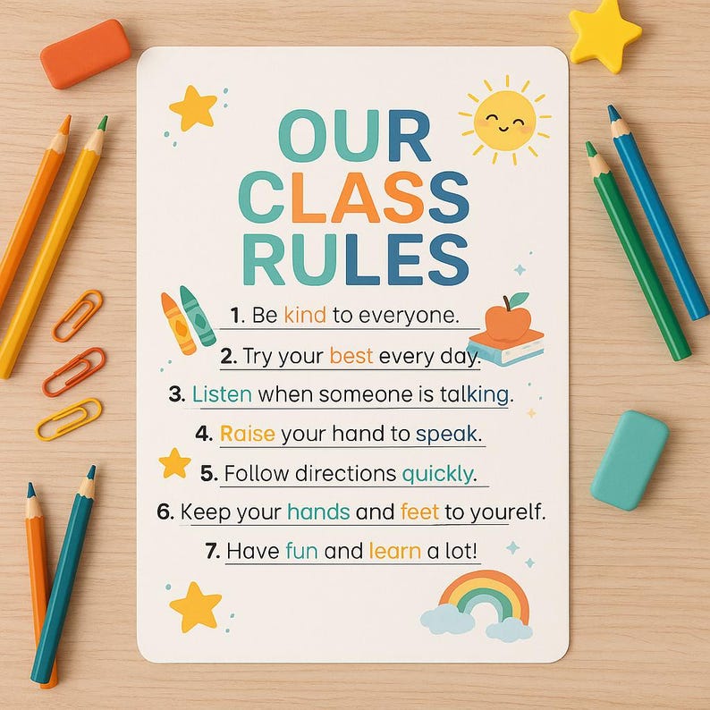 Editable Classroom Rules Poster: Back to School Teacher Printable (PDF ...