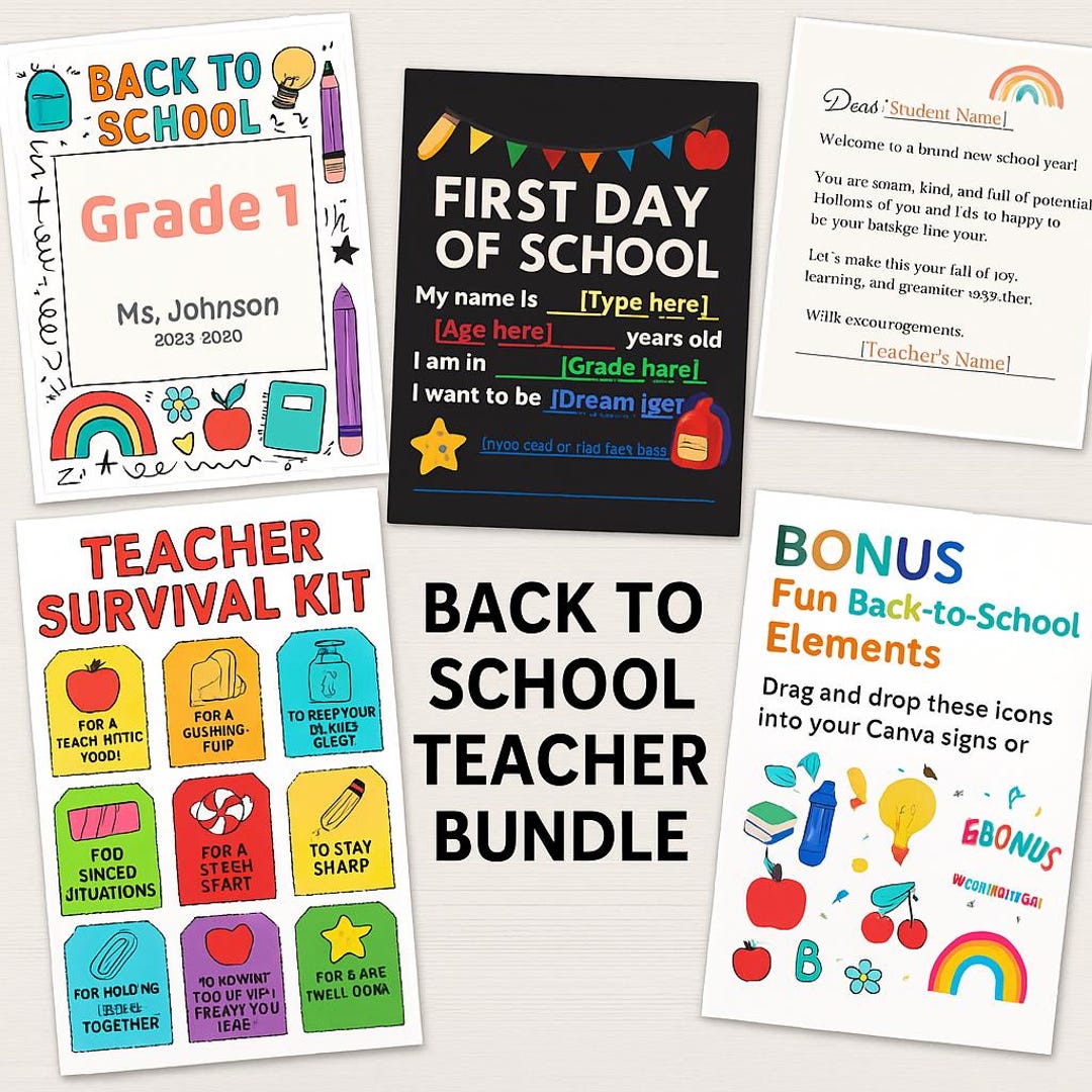 Editable Teacher Bundle: Canva Signs, Letters, Survival Kit (digital ...