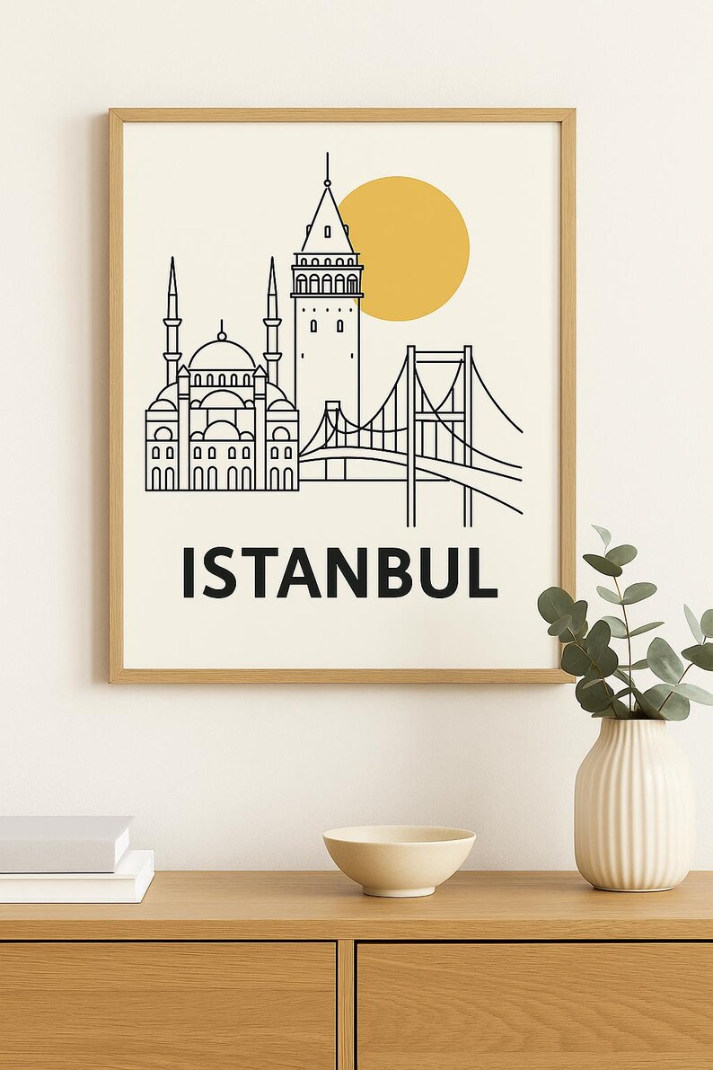 Istanbul Line Art Wall Art Printable | Minimal Turkish Architecture ...