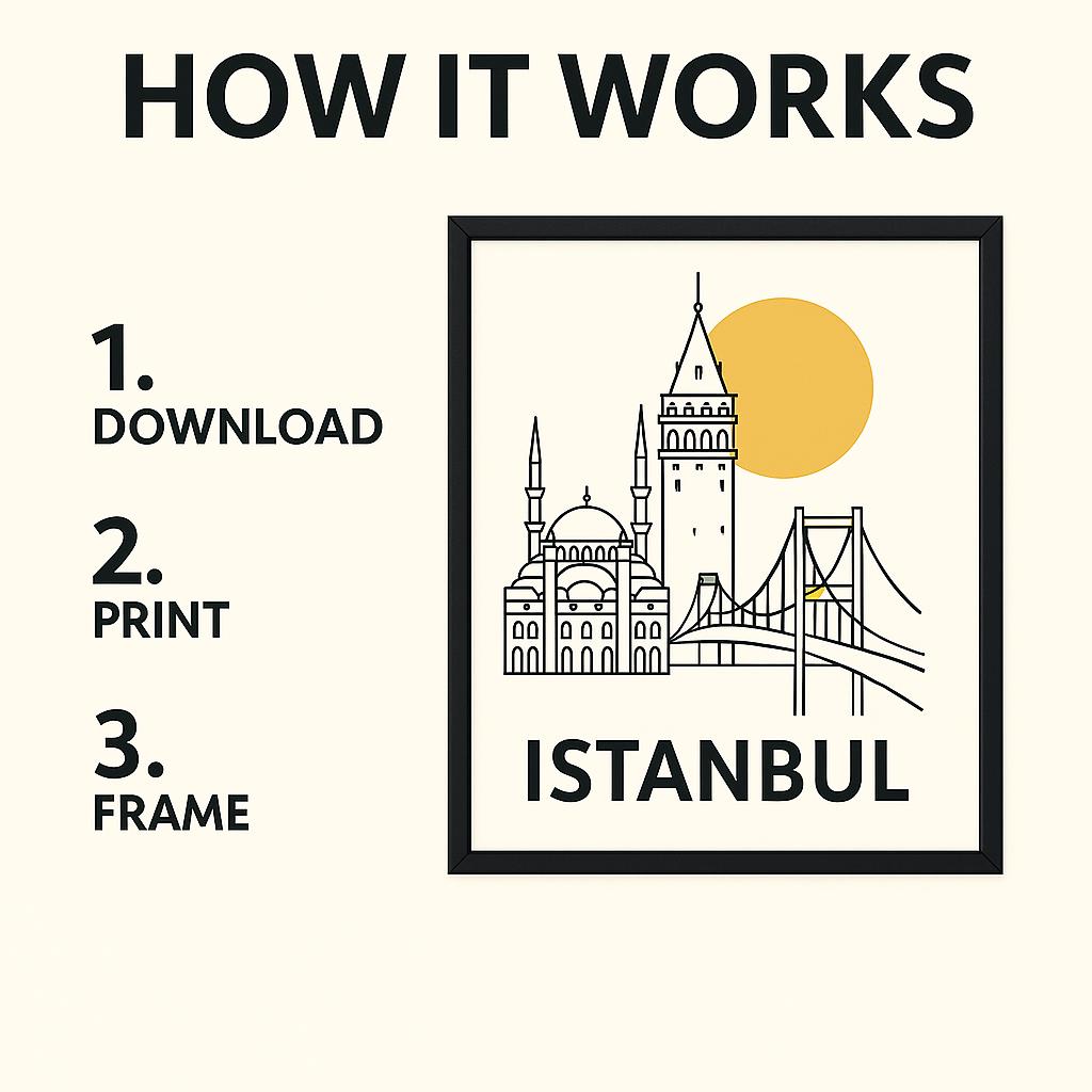 Istanbul Line Art Wall Art Printable | Minimal Turkish Architecture ...