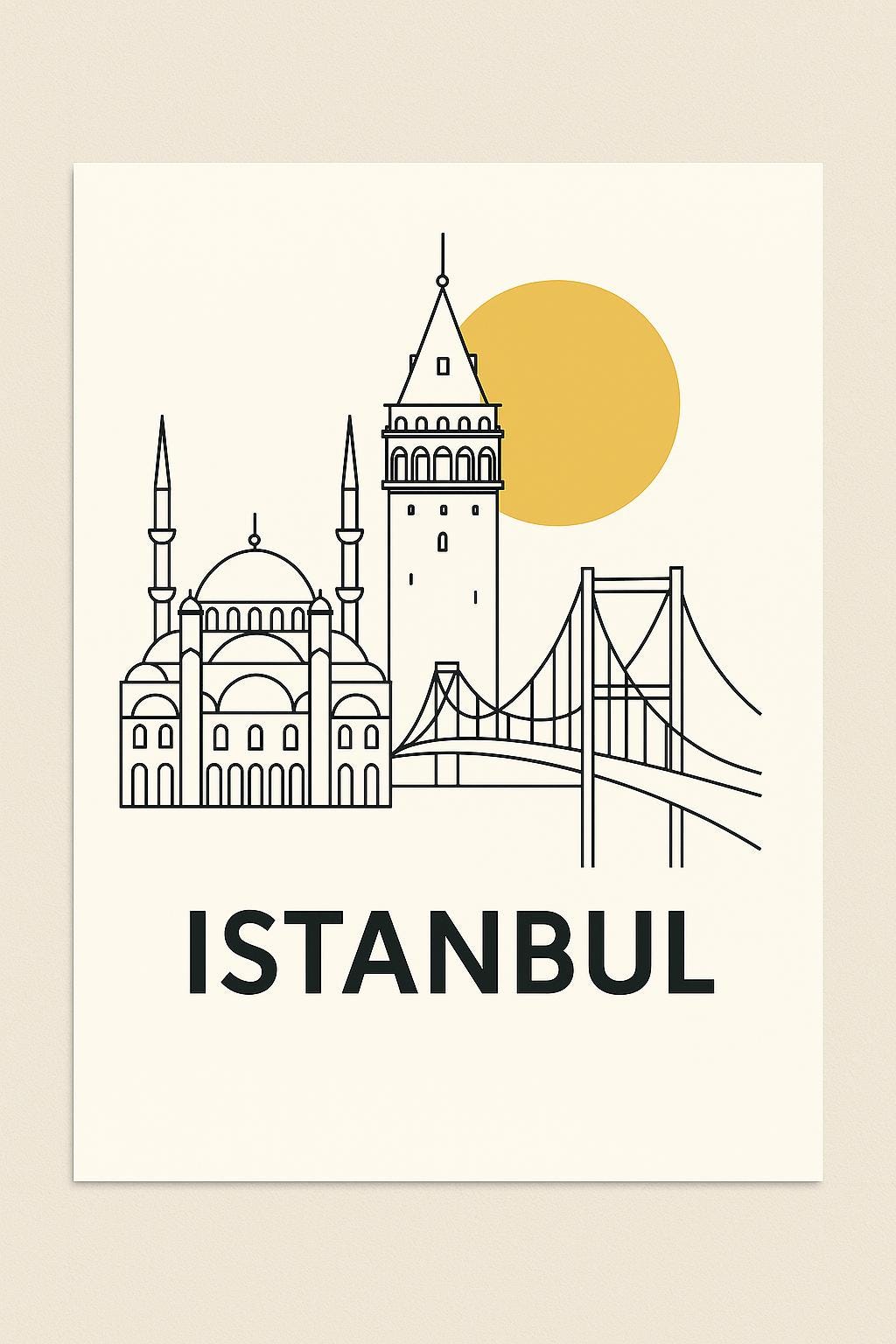 Istanbul Line Art Wall Art Printable | Minimal Turkish Architecture ...