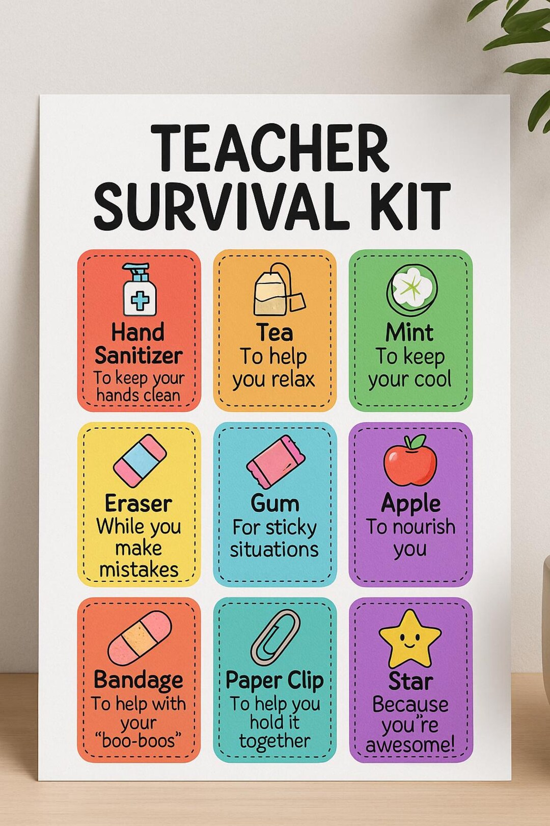Teacher Survival Kit Tags Printable | Back to School Teacher Gift ...
