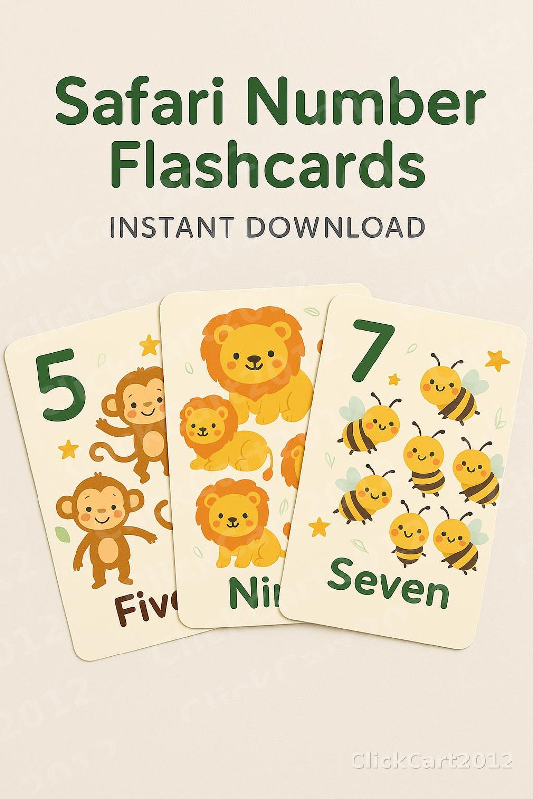 Printable Animal Number Flashcards 1–10 | Kids Learning Cards | Nursery ...