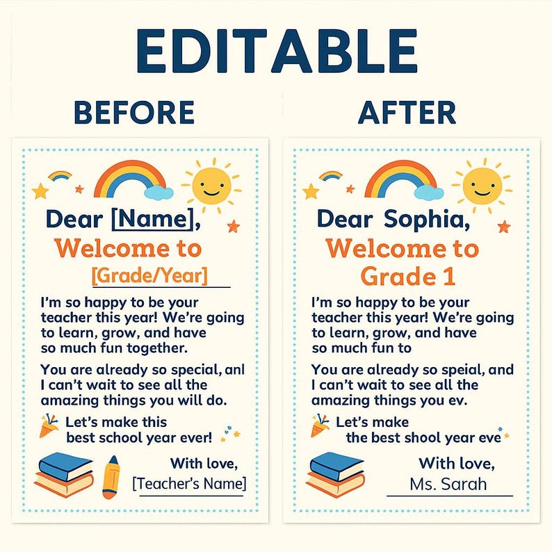 Editable Teacher Welcome Letter Bundle: Back to School Printables (PDF ...