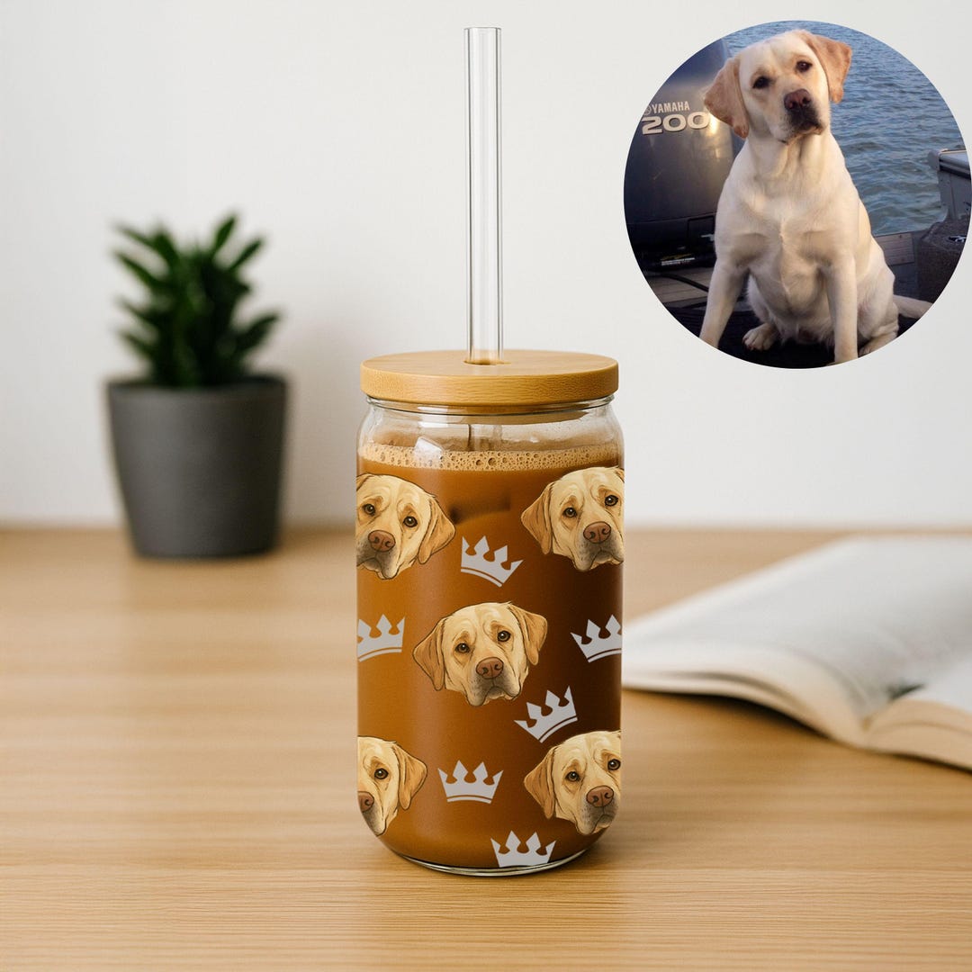Custom Beer Can Glass With Bamboo Lid, Pets Lover Gift, Custom Dog Cup ...