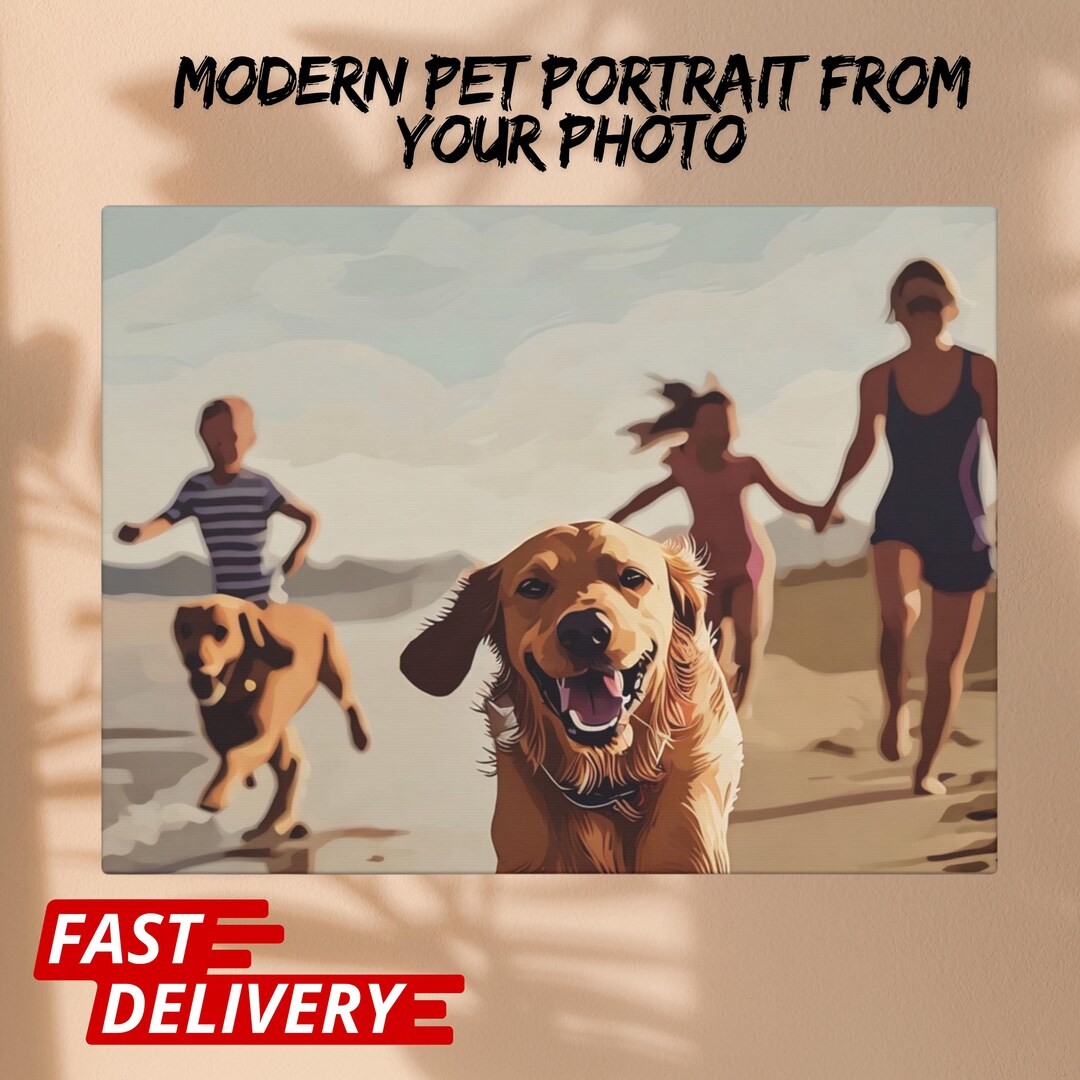 Custom Pet Portrait: Vector Art Canvas Print, Dog & Cat Memorial - Etsy