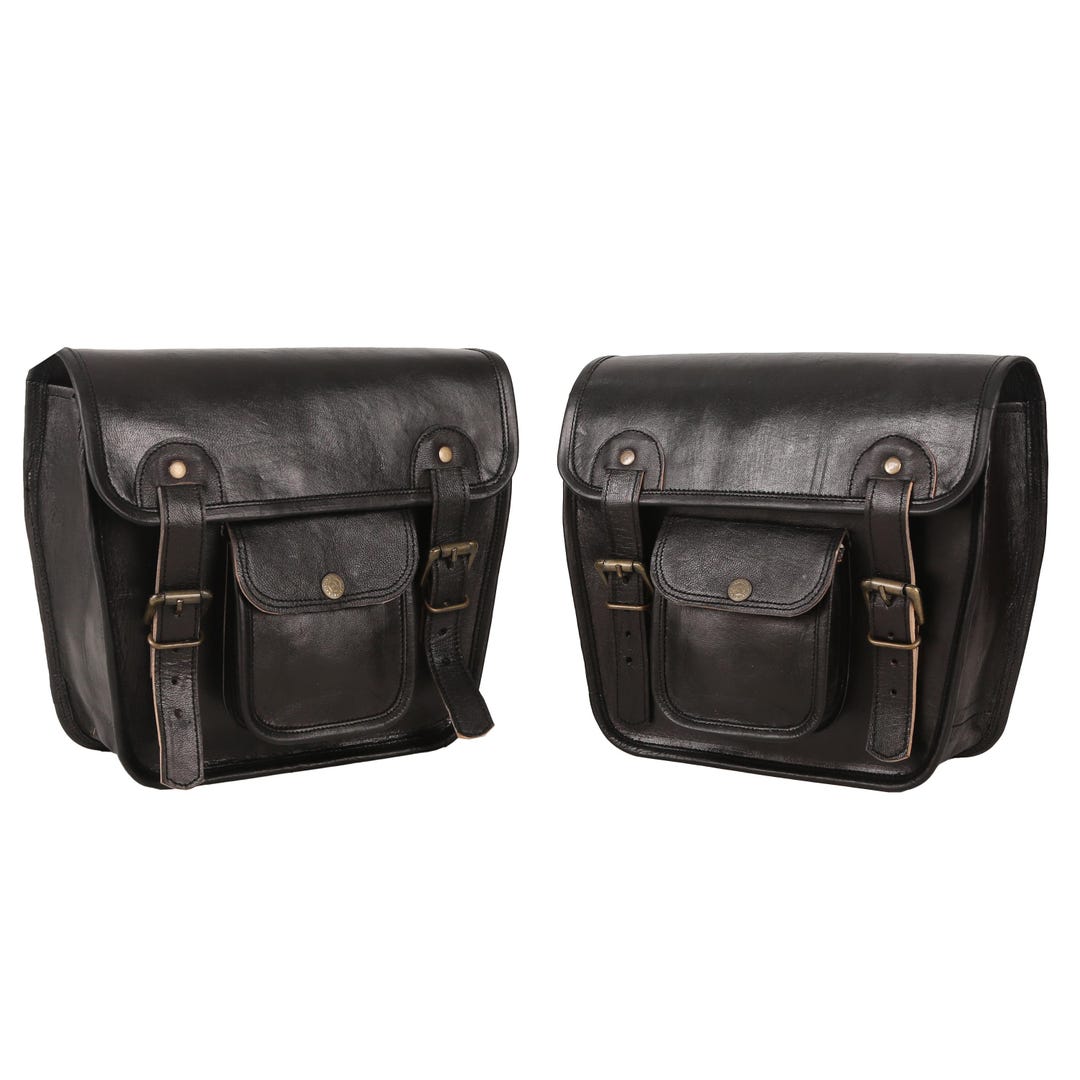 Leather Motorcycle Saddlebags: Brown Panniers, Tool Bag Set (pair) - Etsy