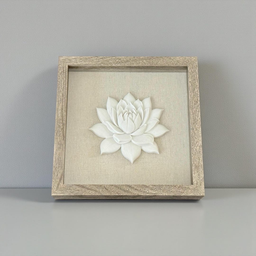 Lotus Flower Shadow Box | White Wall Art | Minimalist Decor or Gift - Etsy