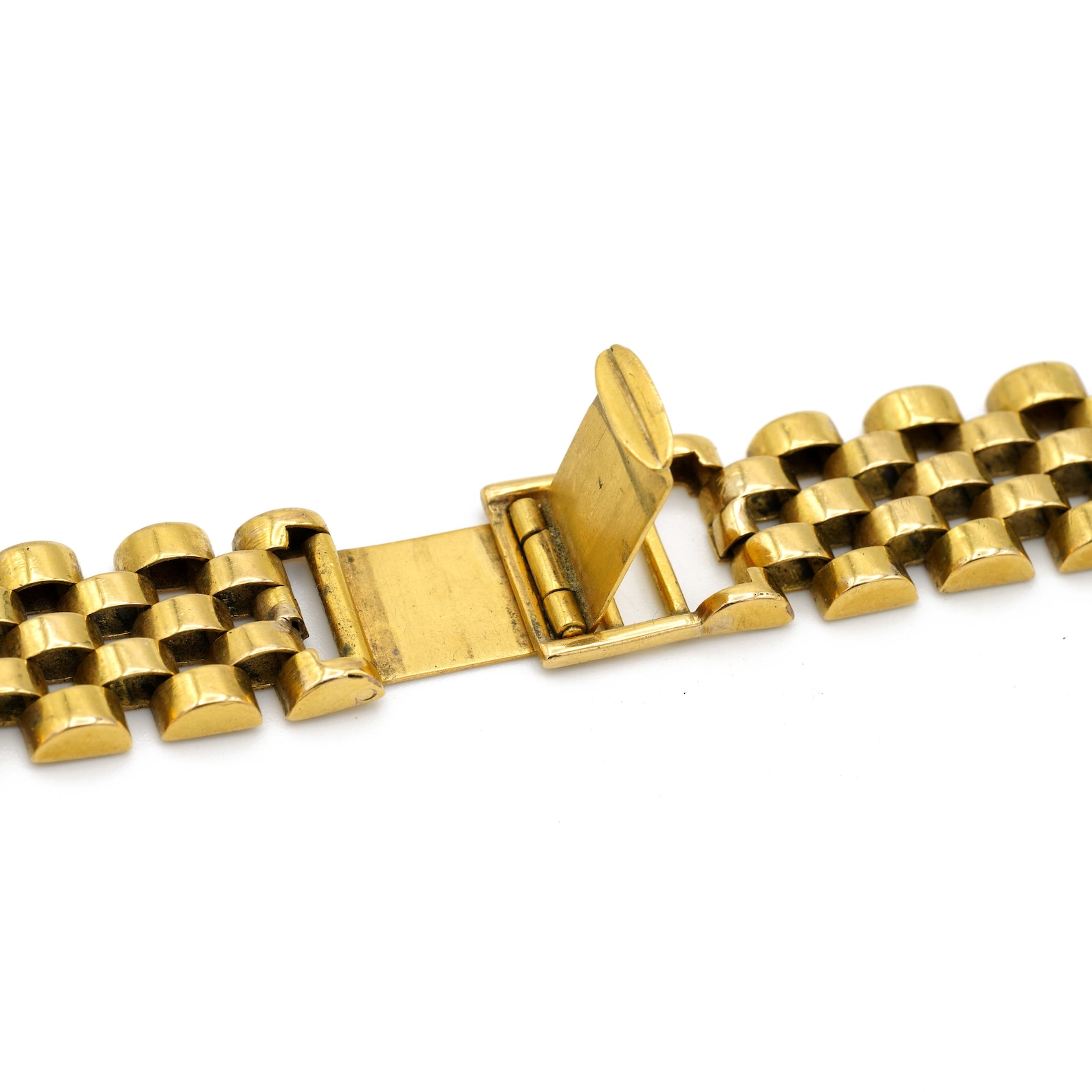 Vintage Panther Link Watch Strap Bracelet 14k Yellow Gold Panthere Link ...