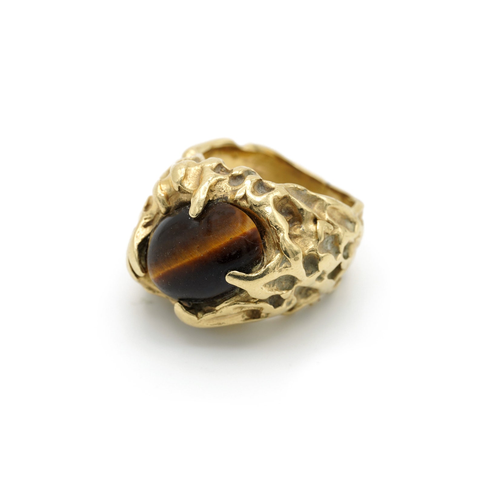 Vintage 14k Yellow Gold Tiger Eye Signet Ring: Heavy Gold - Etsy Canada