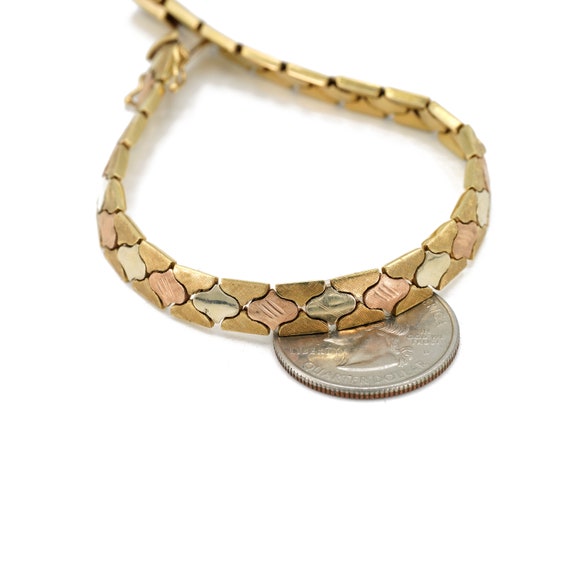 14k Gold Tri Color Bracelet Vintage Italian Gold 7" - Gem