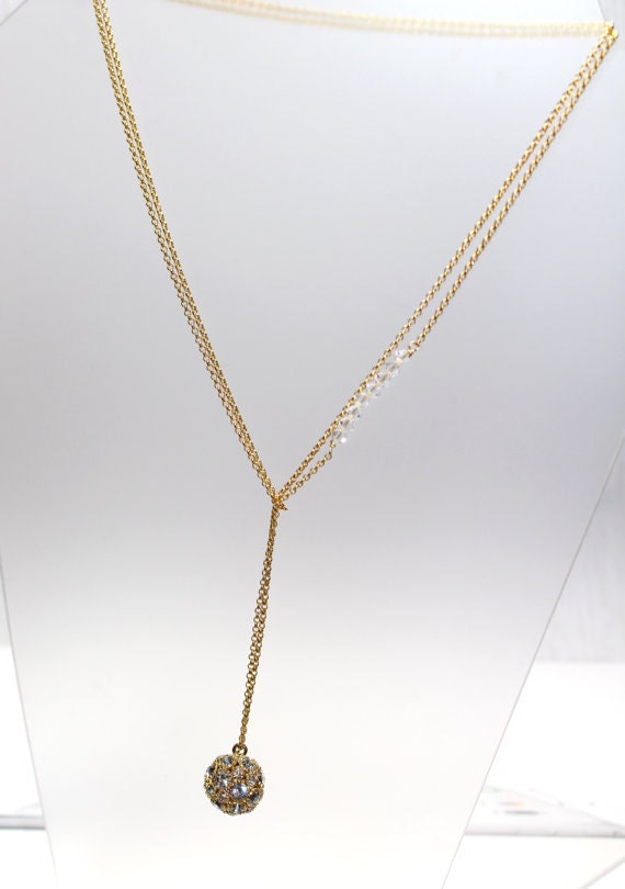 Long Pendant Necklace With Gold Crystal Ball Pendant - Etsy