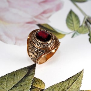 Vintage 10k Gold St. Anthony's High School Ring With Red Stone - Etsy