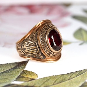 Vintage 10k Gold St. Anthony's High School Ring With Red Stone - Etsy