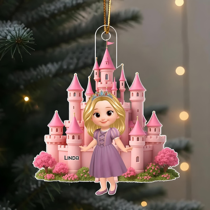 3D Effect Little Princess Castle Personalized Acrylic Ornament - Etsy