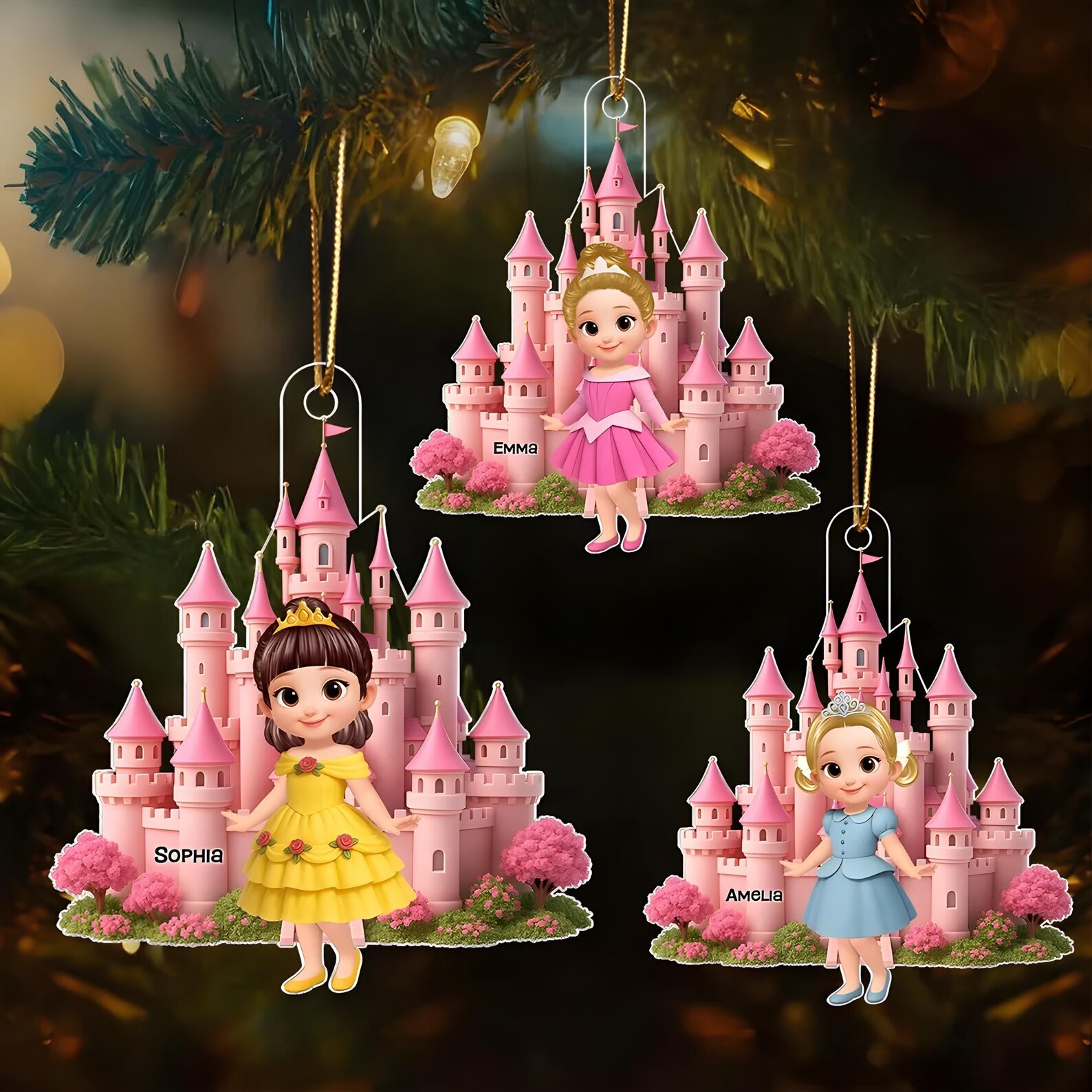 3D Effect Little Princess Castle Personalized Acrylic Ornament - Etsy