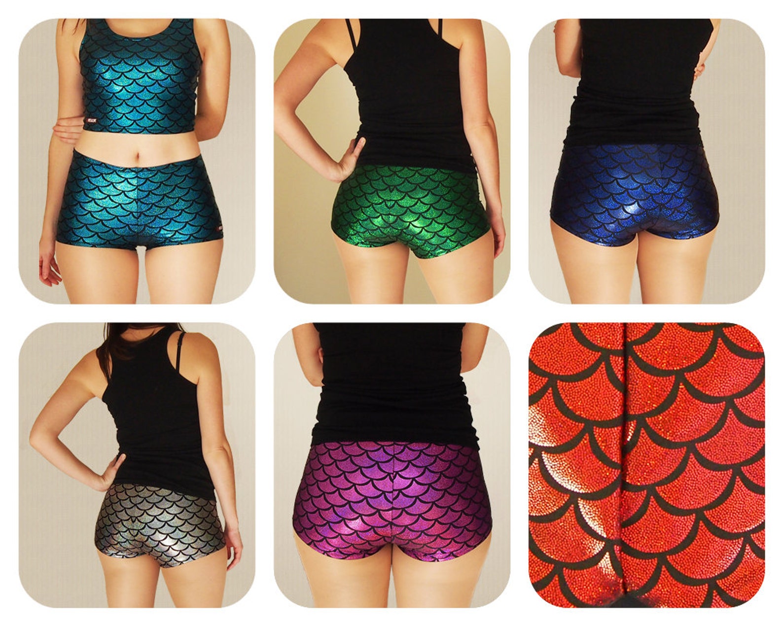 Shiny Turquoise Blue Mermaid Fish Scale Roller Derby Shorts - Etsy