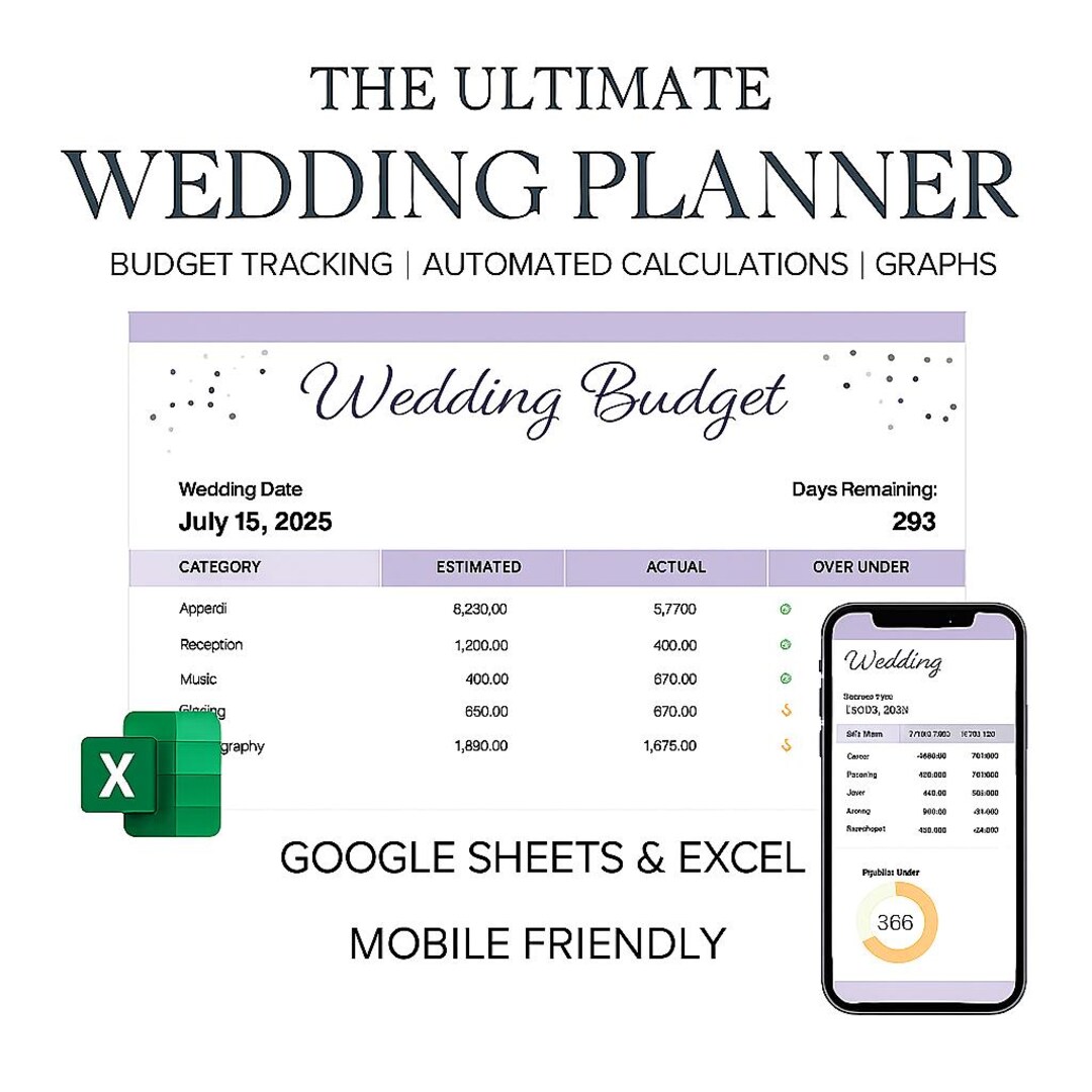 Wedding Expenses Spreadsheet Excel & Google Sheets Budget Template ...