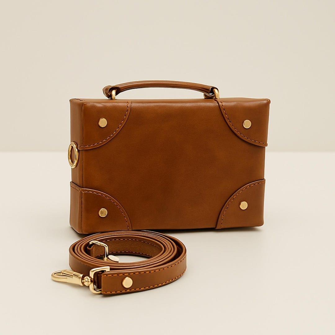 Vegan Leather Box Bag: Detachable Strap Crossbody Handbag - Etsy