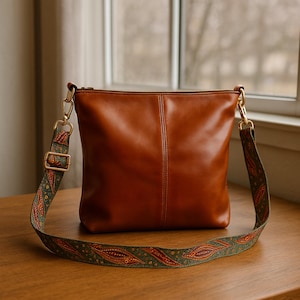 Vegan Leather Sling/crossbody Bag With Adjustable Strap - Etsy