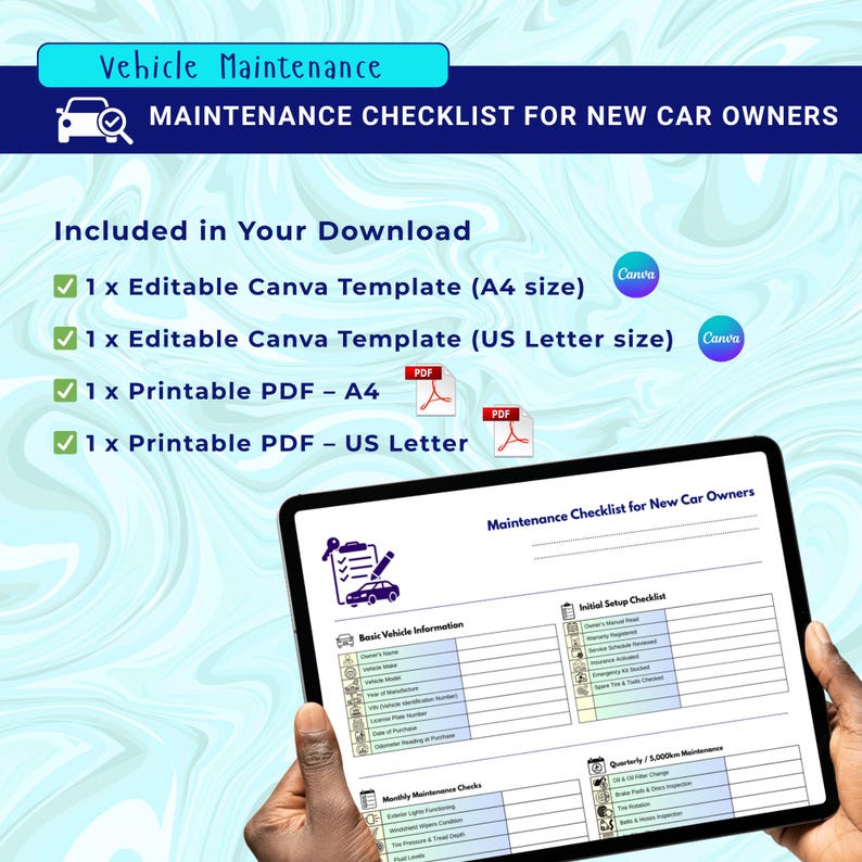 Car Maintenance Checklist: New Owner Vehicle Service Tracker (A4 & US ...