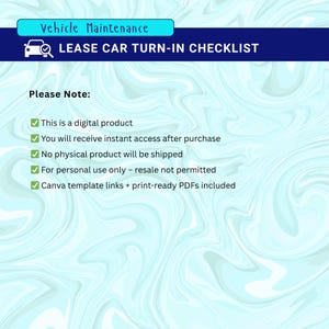 Lease Car Turn-in Checklist: Vehicle Inspection, Editable Canva ...