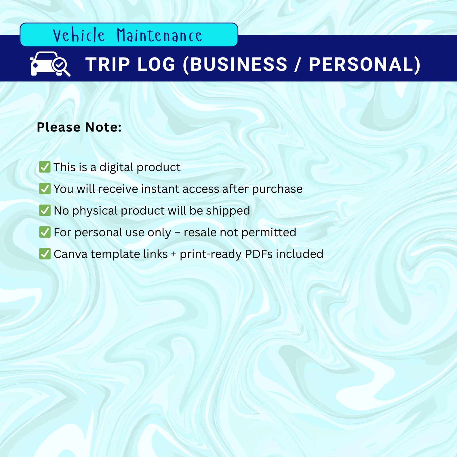 Vehicle Trip Log: Mileage Tracker, Editable Canva Template (A4/US ...