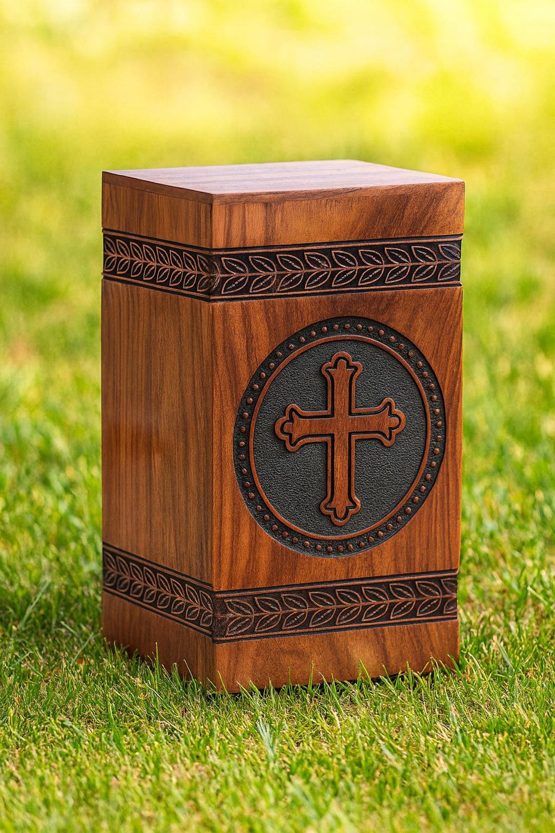 Handmade Rosewood Cremation Urn Box: Cross Engraved Design - Etsy