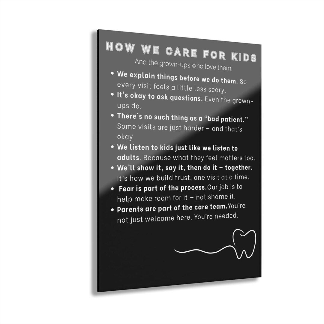 Acrylic Dental Wall Art,kids Dental Office Decor, Dental Values, Kids ...