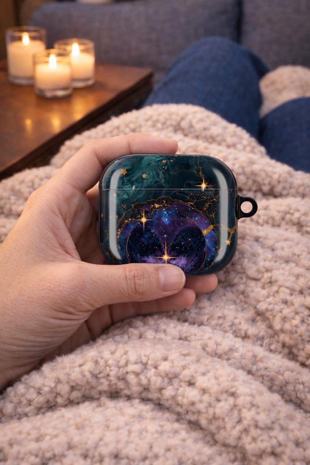Galactic Skull AirPod Case | Nebula Space, Gold Stars - Etsy