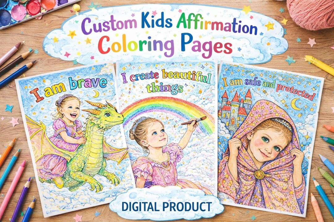 Personalized Kids Affirmation Coloring Book | Custom Fairy Tale ...