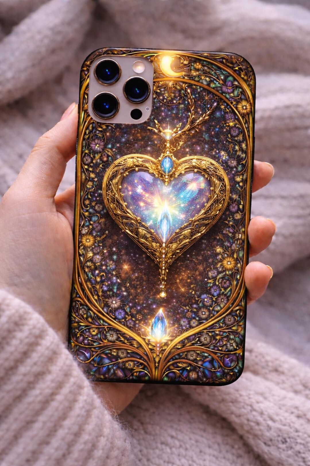 Sacred Heart Crystal iPhone Case | Celestial Galaxy Art Phone Cover - Etsy