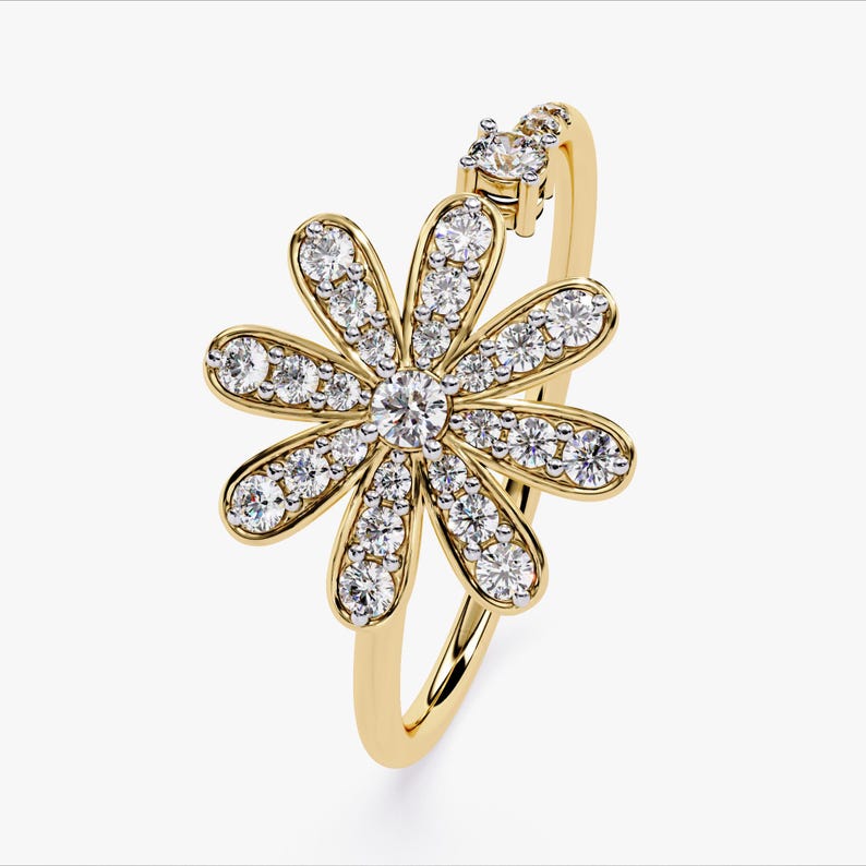 Floral Diamond Cluster Ring | Lab Grown Diamond Flower Ring ...