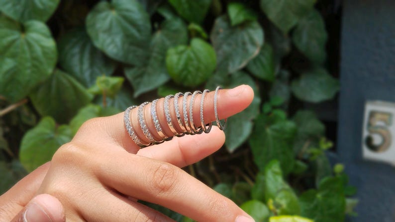 Sterling Silver Moissanite Eternity Band | Round Cut Stackable Ring - Etsy