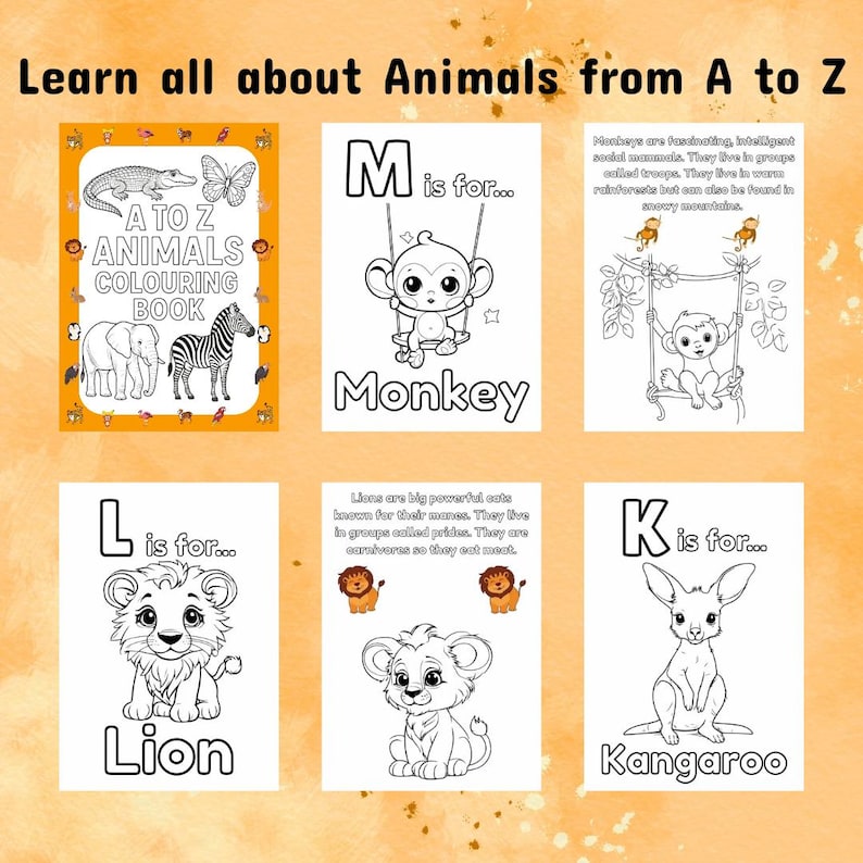 A to Z Animals Coloring Book | Printable Alphabet Animal Pages ...