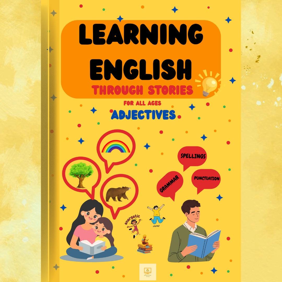 Learning Through Stories Adjectives Ebook | Fun ESL Grammar Worksheets ...