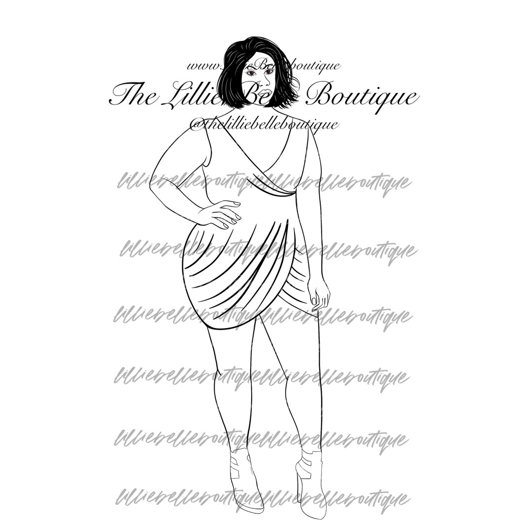 Cinched African American Woman PNG Clip Art Fashion Illustration ...