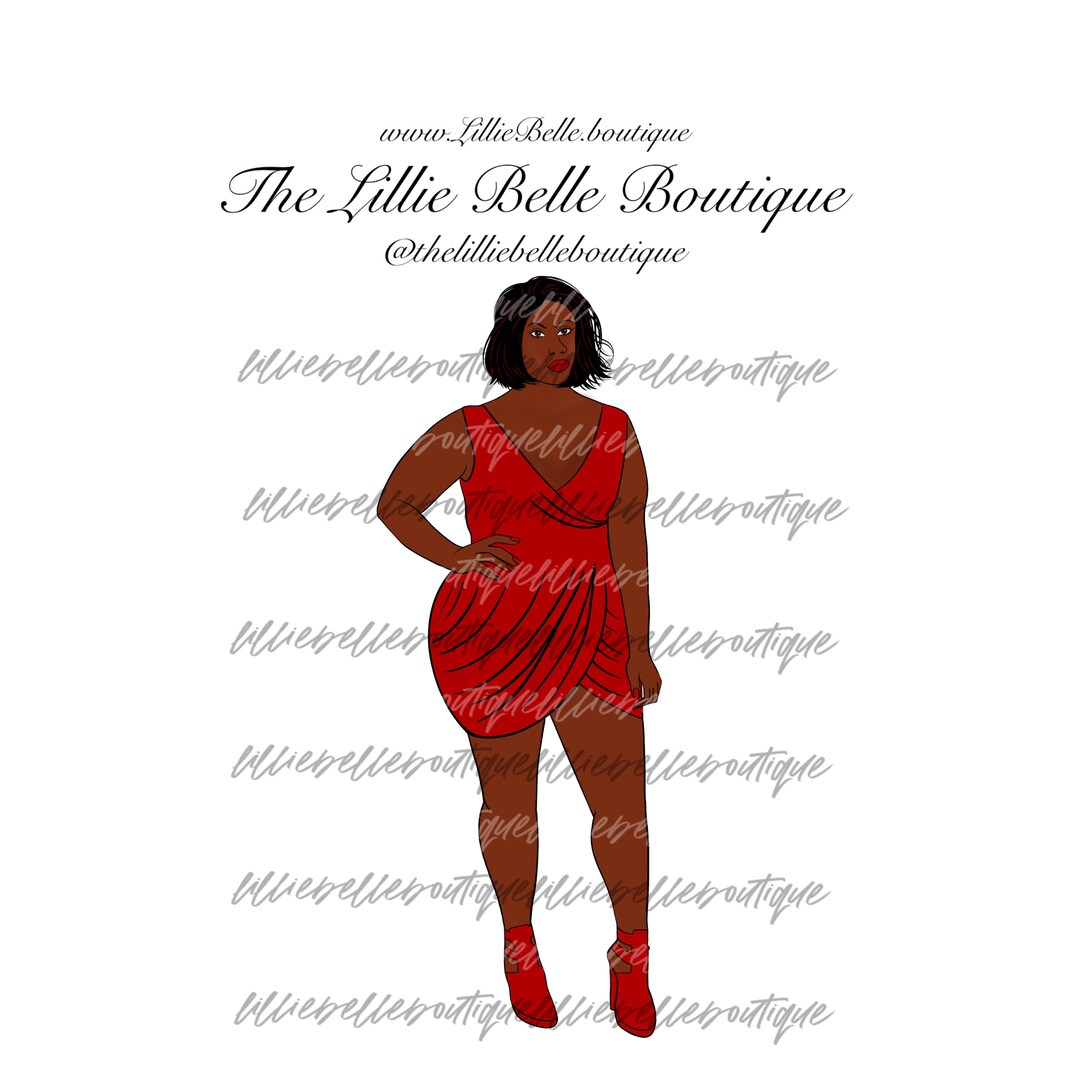 Cinched African American Woman PNG Clip Art Fashion Illustration ...