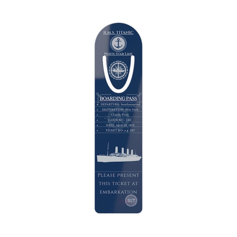 Vintage Titanic Boarding Pass Bookmark, Nautical Decor Bookmark, Reader ...