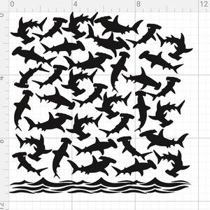 Hammerhead Shark Car Decal – Ocean Shark School Vinyl for Rear Window ...